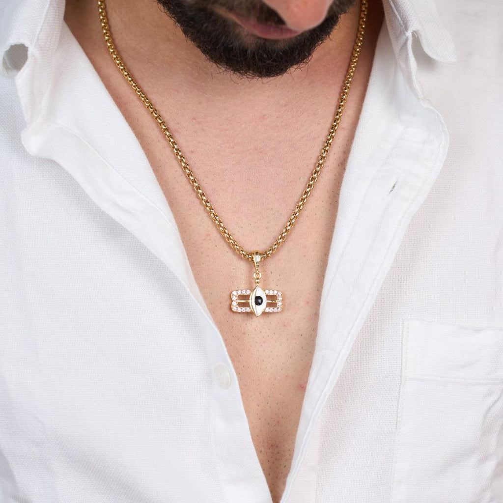 Lord Shiva Third Eye Gold Diamond Pendant with Chain – Zivia