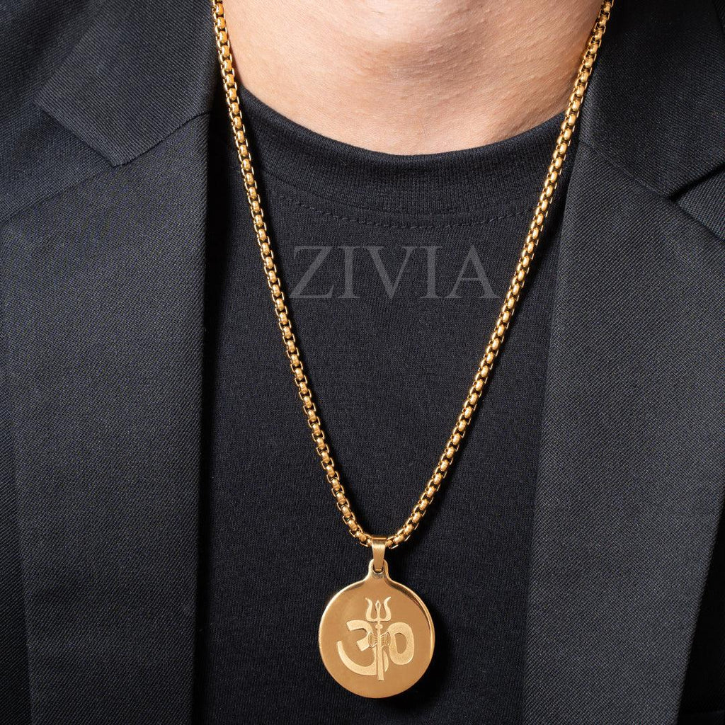 18k Trishul Om Pendant with Chain – Zivia